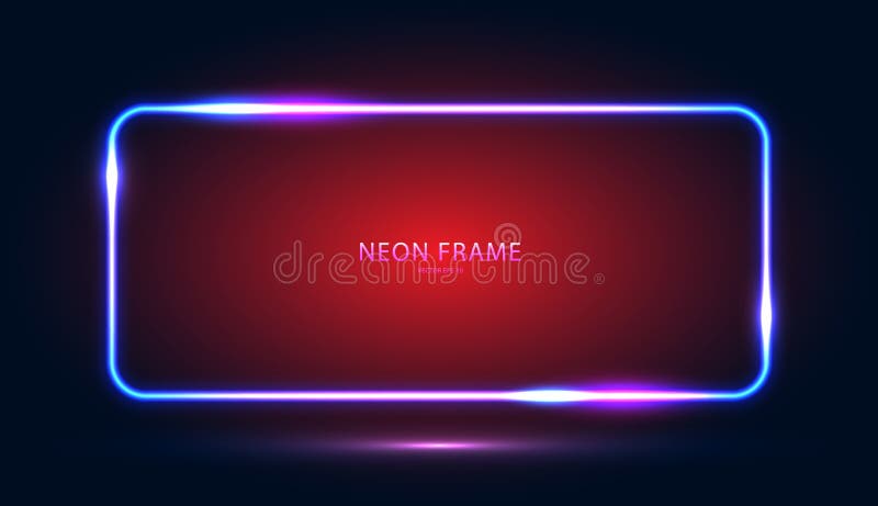 Neon Rectangular Frame with Shining Effects on a Dark Blue Red ...