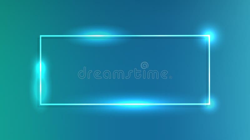 Neon Rectangular Frame with Shining Effects and Sparkles Stock ...