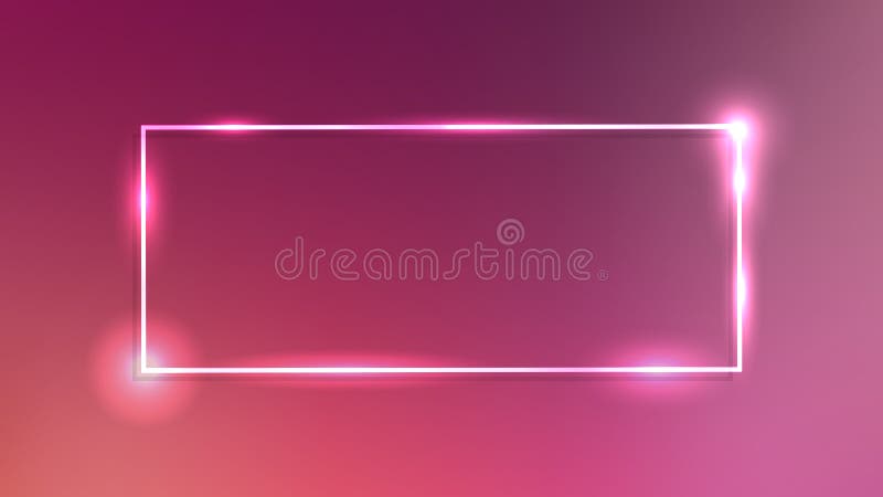 Neon Rectangular Frame with Shining Effects and Sparkles Stock Vector ...