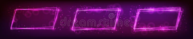 Neon Rectangular Frames, Glowing Borders Set, Colorful Futuristic UI Design Elements. Stock ...