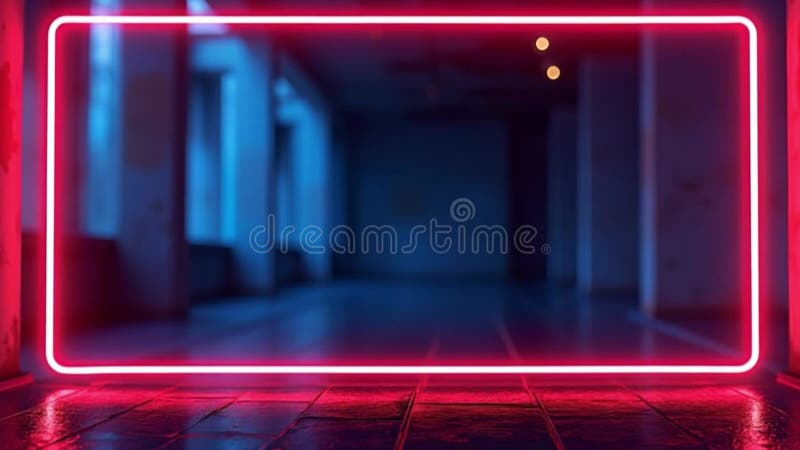 Neon Rectangular Portal, Abstract Futuristic Corridor Visual Backdrop ...