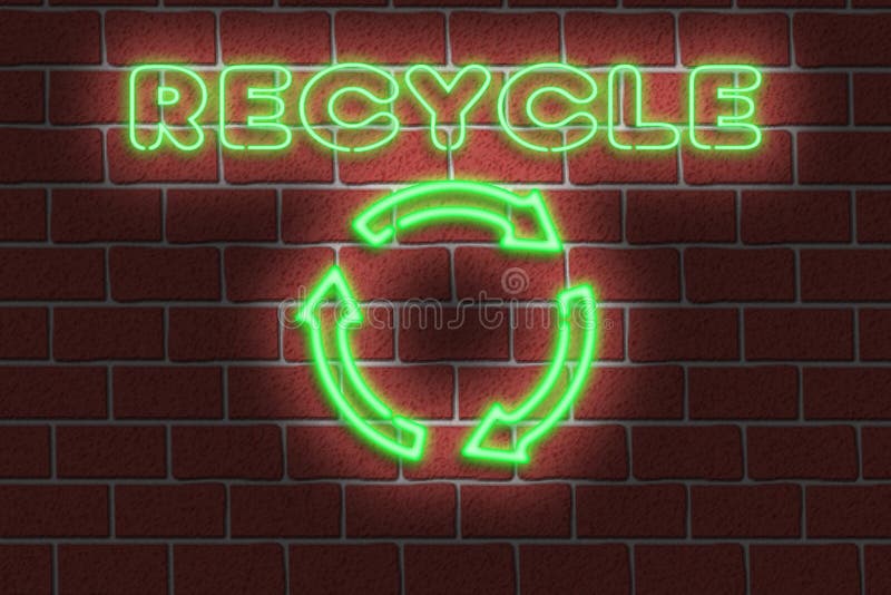 Neon RECYCLE sign stock illustration. Illustration of green - 69861176