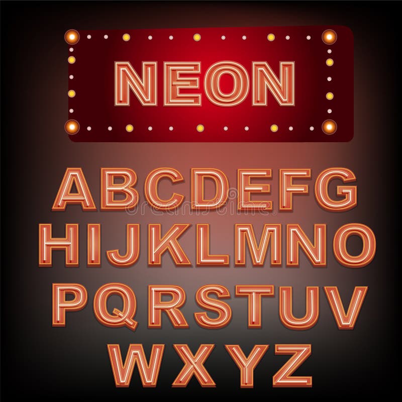 Red Neon Lights Alphabet and Digit Vector Stock Vector - Illustration ...
