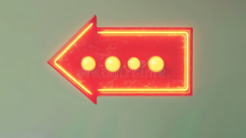 Neon Red Arrow Sign with Yellow Glow on Green Background Stock Image ...