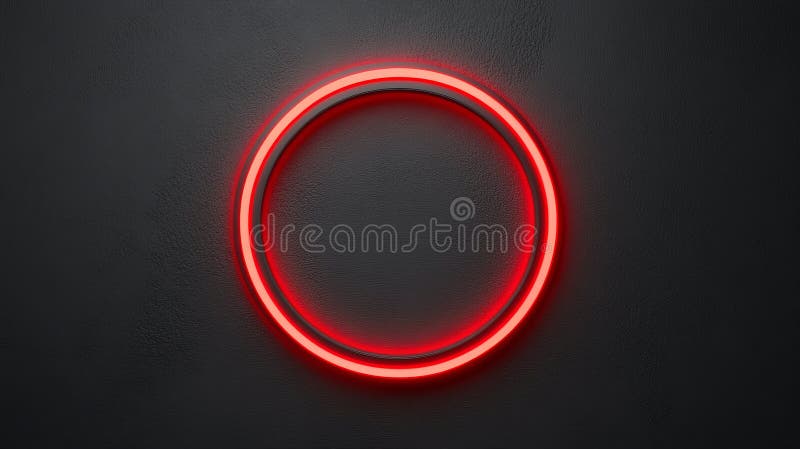 Neon Red Circle on Dark Background, Glowing Geometric Shape, Abstract ...