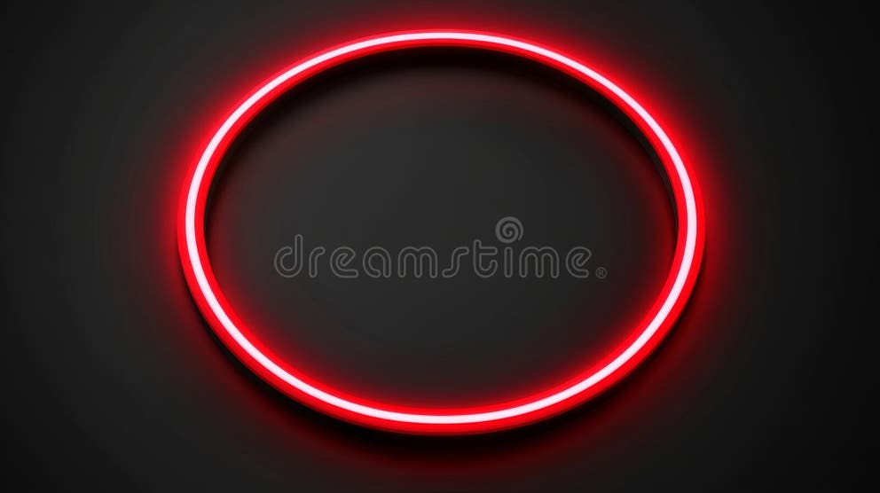 Neon Red Circle on Dark Background, Glowing Geometric Shape, Minimalist ...