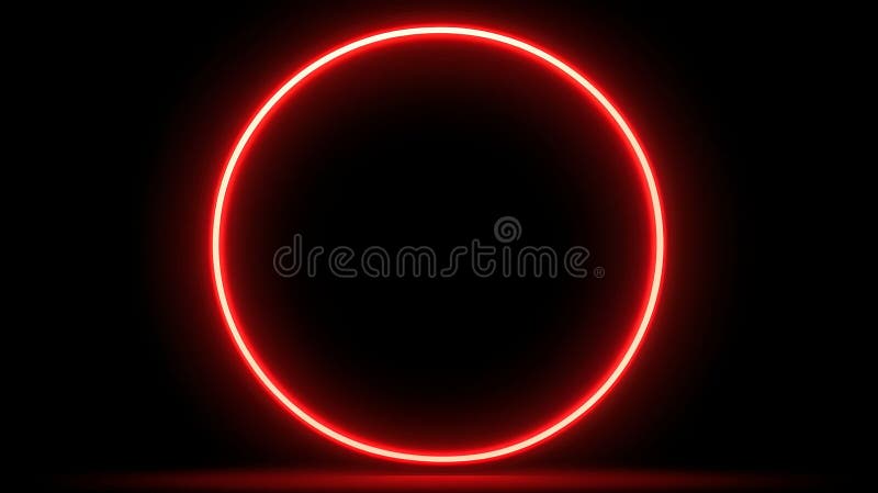 Neon Red Circle Glowing on Dark Background, Modern Minimalist Circular ...