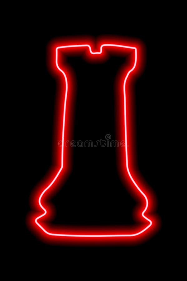 Neon Red Contour Chess Figure Rook on a Black Background Stock Vector ...