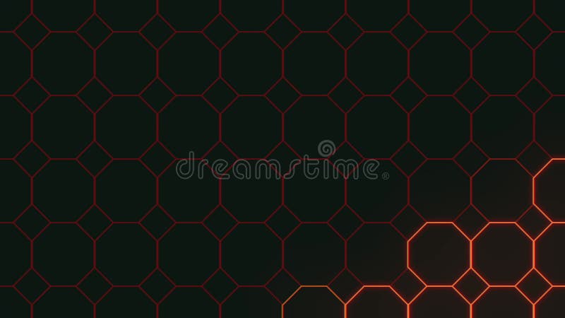 Neon Red Geometric Hexagons Pattern with Pulse Effect Stock Footage ...