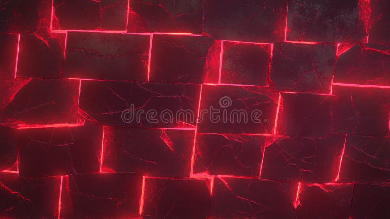 Neon Red Glowing Cracked Brick Texture for Digital Design and ...