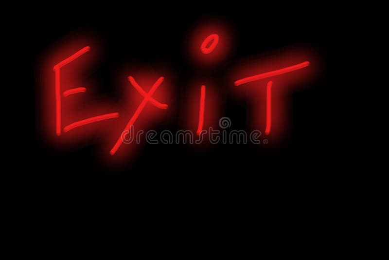 Neon Red Glowing Sign Exit Handwriting Stock Illustration ...