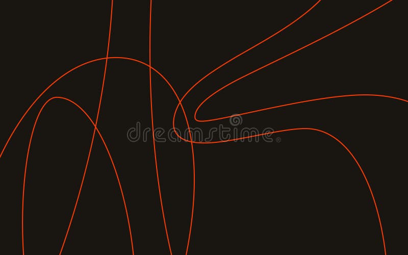 Neon Red Linear Pattern. Abstract Continuous Line Art on Black ...