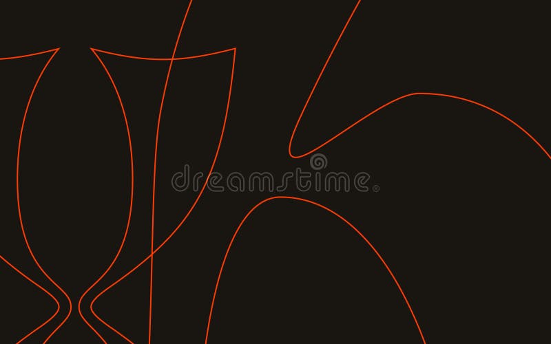 Neon Red Linear Pattern. Abstract Continuous Line Art on Black ...
