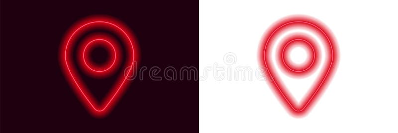 Neon Red Location Icons Showing Bright Glowing Effect with Sharp and ...