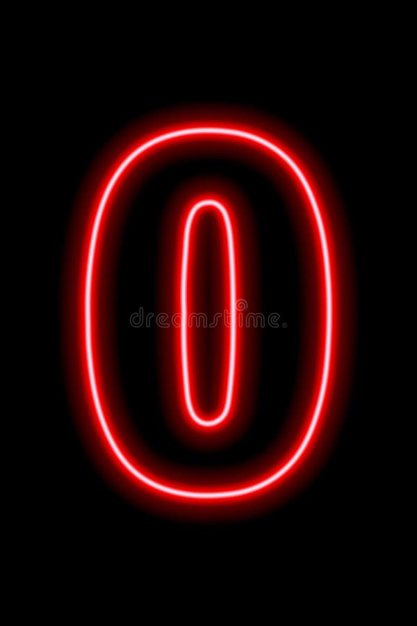 Neon Red Number 0 on Black Background. Serial Number, Price, Place ...