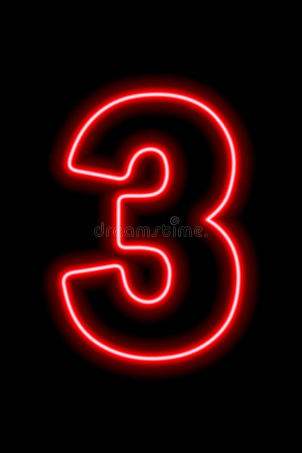 Neon Red Number 3 on Black Background. Learning Numbers, Serial Number ...