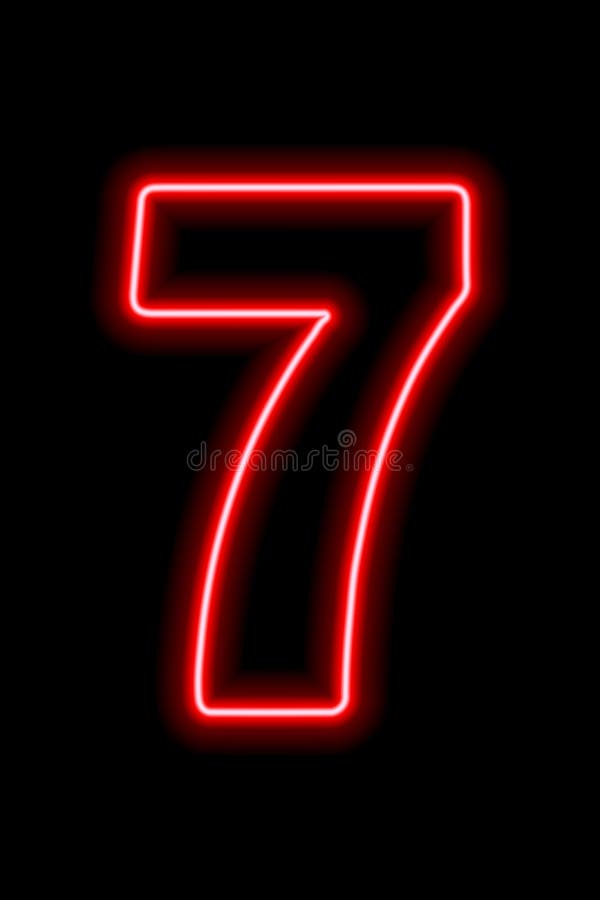 Neon Red Number 7 on Black Background. Learning Numbers, Serial Number ...