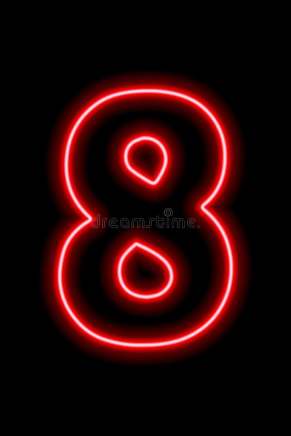 Neon Red Number 5 on Black Background. Learning Numbers, Serial Number ...