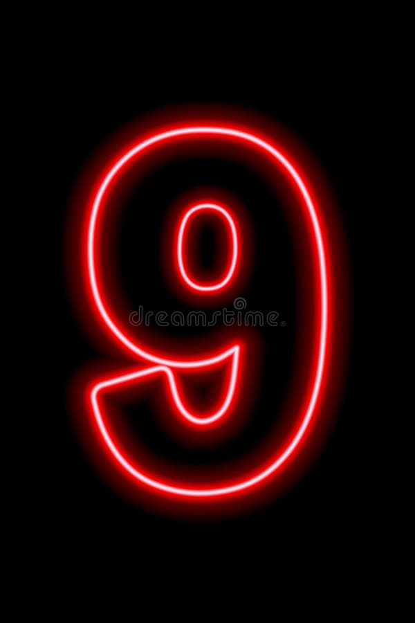 Neon Red Number 2 on Black Background. Learning Numbers, Serial Number ...