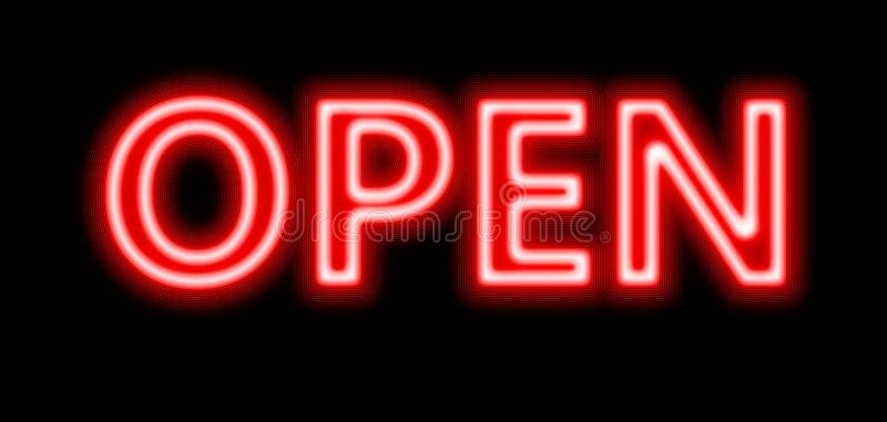 Neon Open Sign Banner in Red Stock Illustration - Illustration of ...