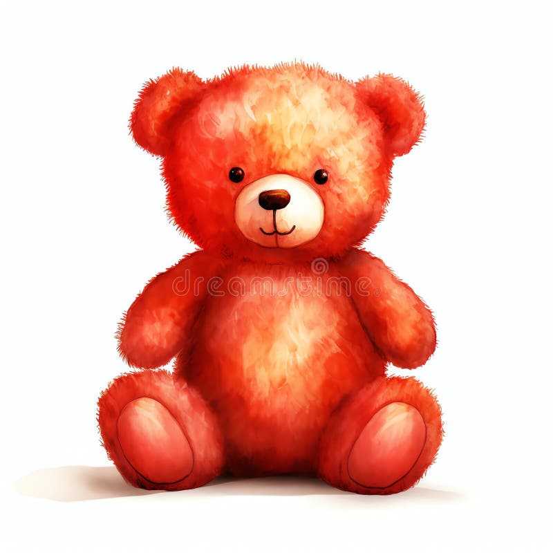 Neon Red Teddy Bear Illustration for Nursery Stock Illustration ...