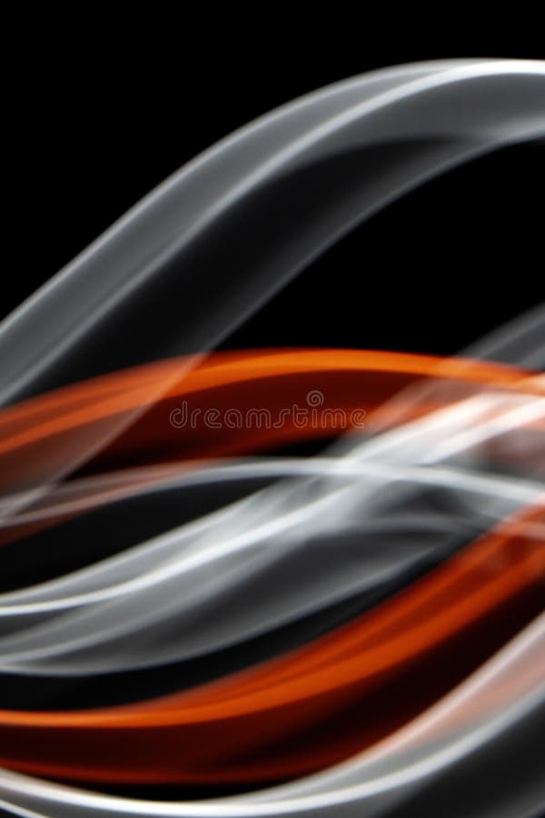 Neon Red and White Light on Black Background Abstract Lines Swirls and ...