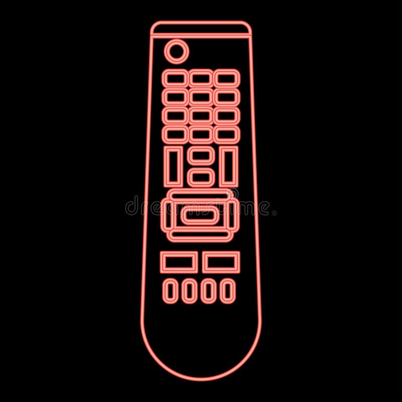 Neon Remote Control Panel Red Color Vector Illustration Flat Style ...