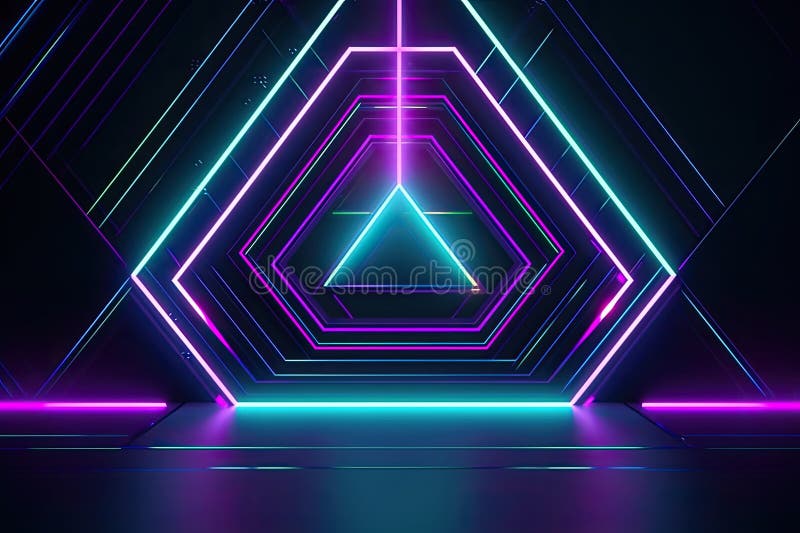 Neon Retro Futuristic Background, Triangle. Generative Ai Stock ...