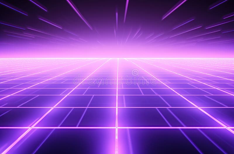 Neon retro grid background stock illustration. Illustration of ...