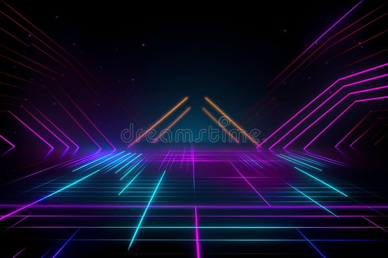 Neon Retro 80s Style Abstract Background. 3d Vector Illustration Stock ...