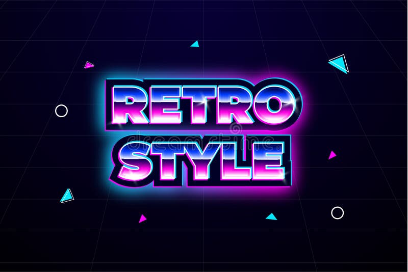 Neon Retro Style Text Design in 80s Aesthetic Stock Illustration ...