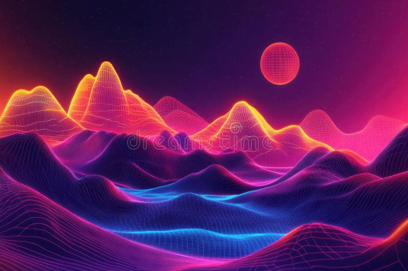 Synthwave Mountains Stock Illustrations – 1,881 Synthwave Mountains ...