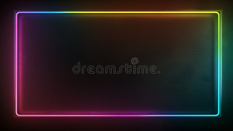 Neon RGB Frame for Text on a Black Background. Copy Space Stock ...