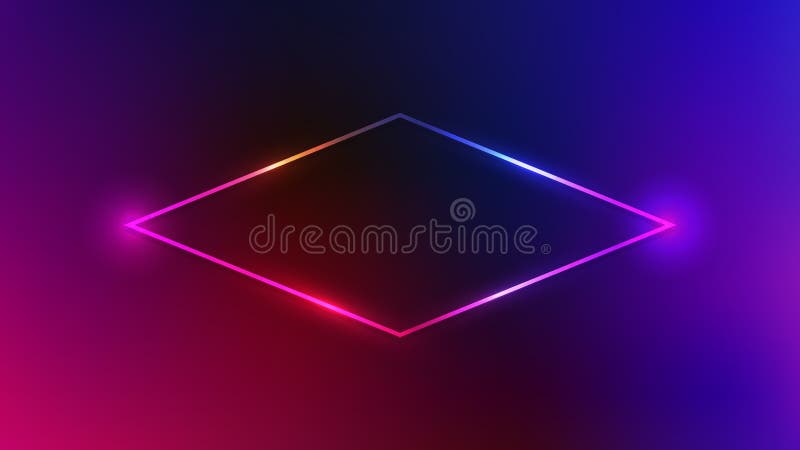 Neon Rhomb Frame with Shining Effects Stock Vector - Illustration of ...