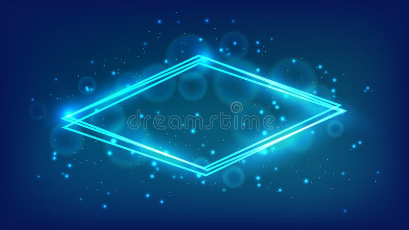 Neon Rhombus Frame with Shining Effects and Sparkles Stock Vector ...