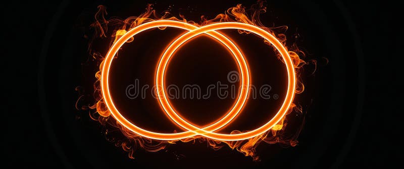 Neon Ring Light with Smoke on Black Background for Orange Magic Circle ...