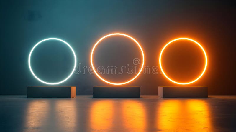 Neon Rings 3D Abstract Background Illustration Stock Illustration ...