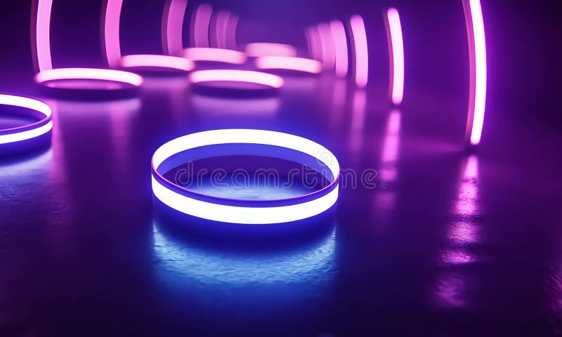 Neon Rings in a Dark Space stock footage. Video of oval - 390452000
