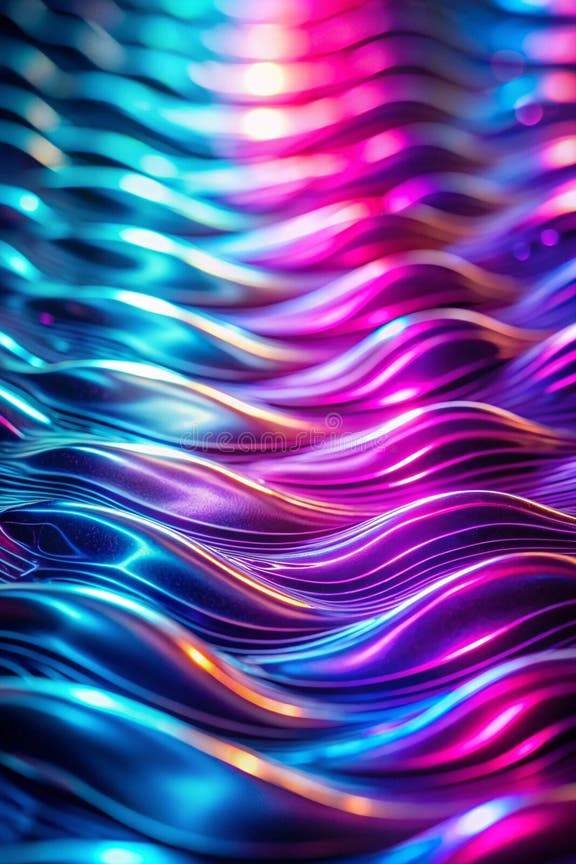 Neon Ripple with Fluorescent Glow and Gradient Waves Stock Illustration ...