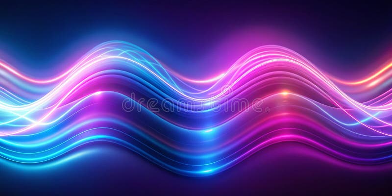 Neon Ripple with Fluorescent Glow and Gradient Waves Stock Illustration ...