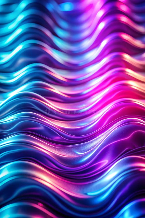 Neon Ripple with Fluorescent Glow and Gradient Waves Stock Illustration ...
