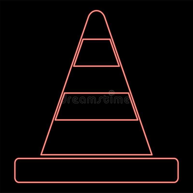 Neon Road Cone Red Color Vector Illustration Flat Style Image Stock ...