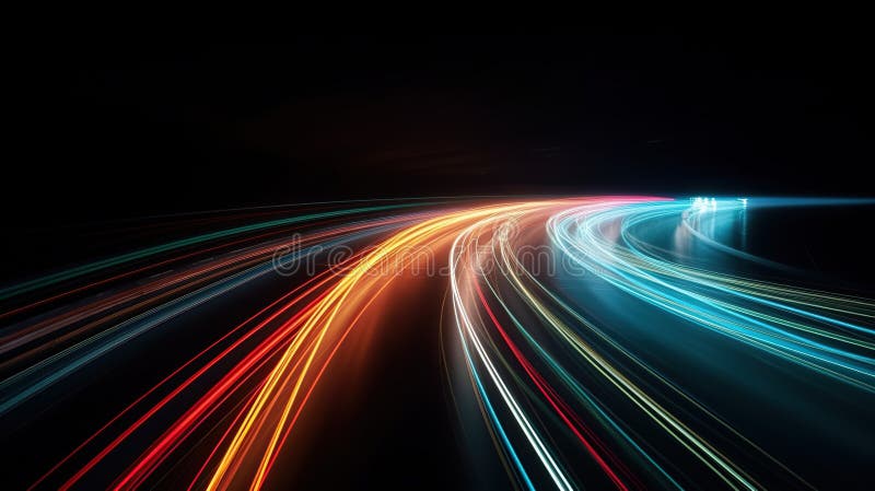 Neon Road.Speed Motio.Abstract Colored Light Streaks Acceleration ...
