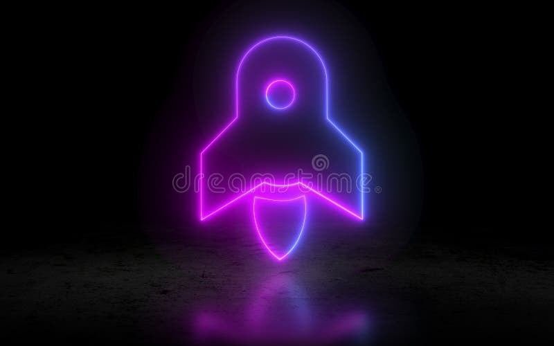 Neon rocket icon stock illustration. Illustration of graphic - 180384858