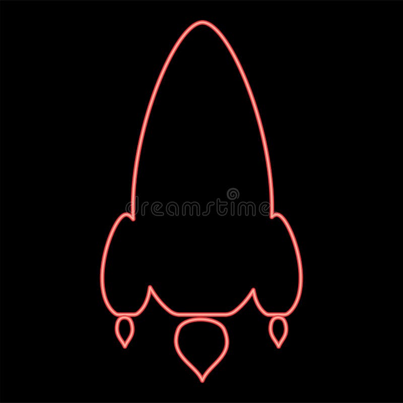 Neon Rocket Red Color Vector Illustration Flat Style Image Stock Vector ...