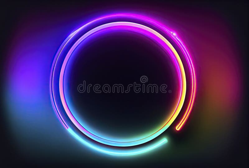 Neon Round Frame. Generative AI Stock Illustration - Illustration of ...