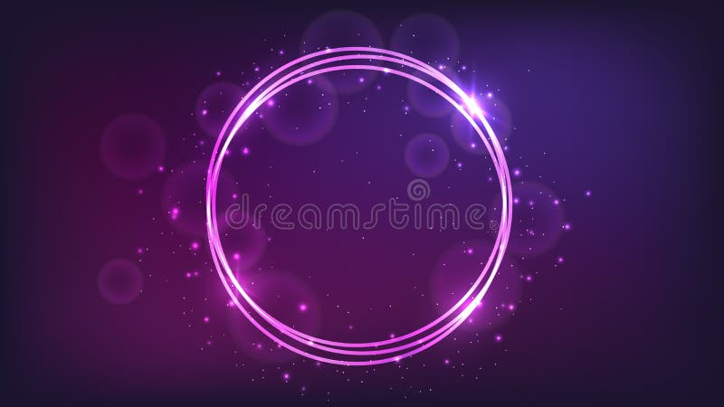 Neon Round Frame with Shining Effects and Sparkles Stock Vector ...