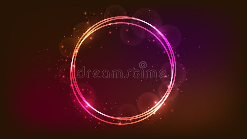 Neon Round Frame with Shining Effects and Sparkles Stock Vector ...