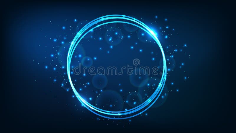 Neon Round Frame with Shining Effects and Sparkles Stock Vector ...