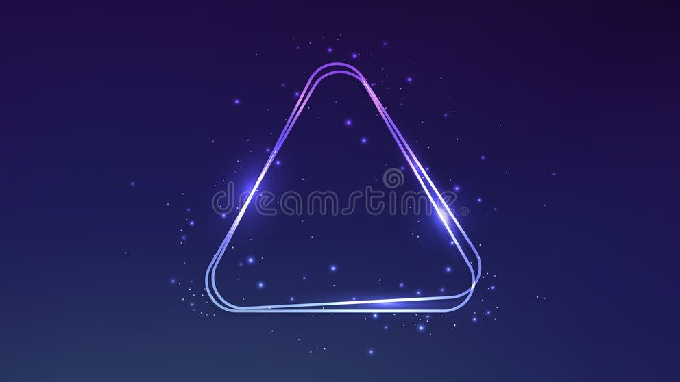 Neon Rounded Double Triangle Frame with Shining Effects Stock Vector ...